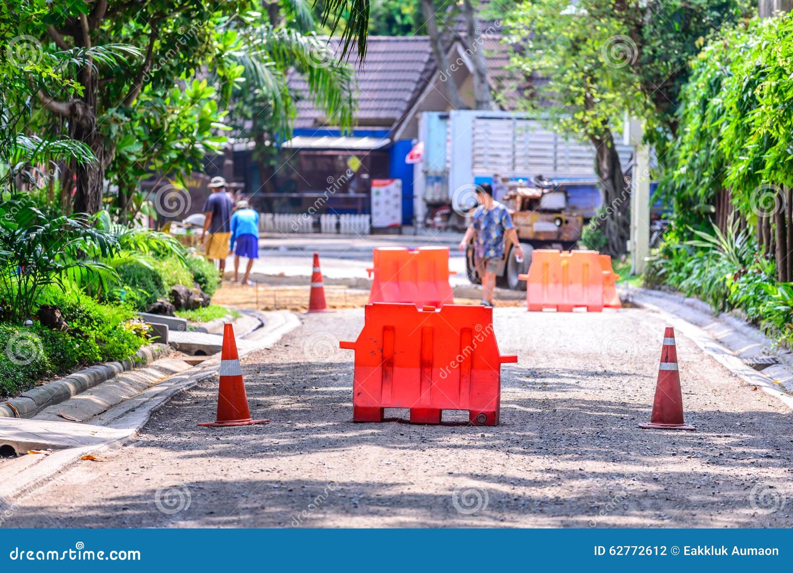 Barricade and Cone for Construction Area Protection Stock Photo - Image ...
