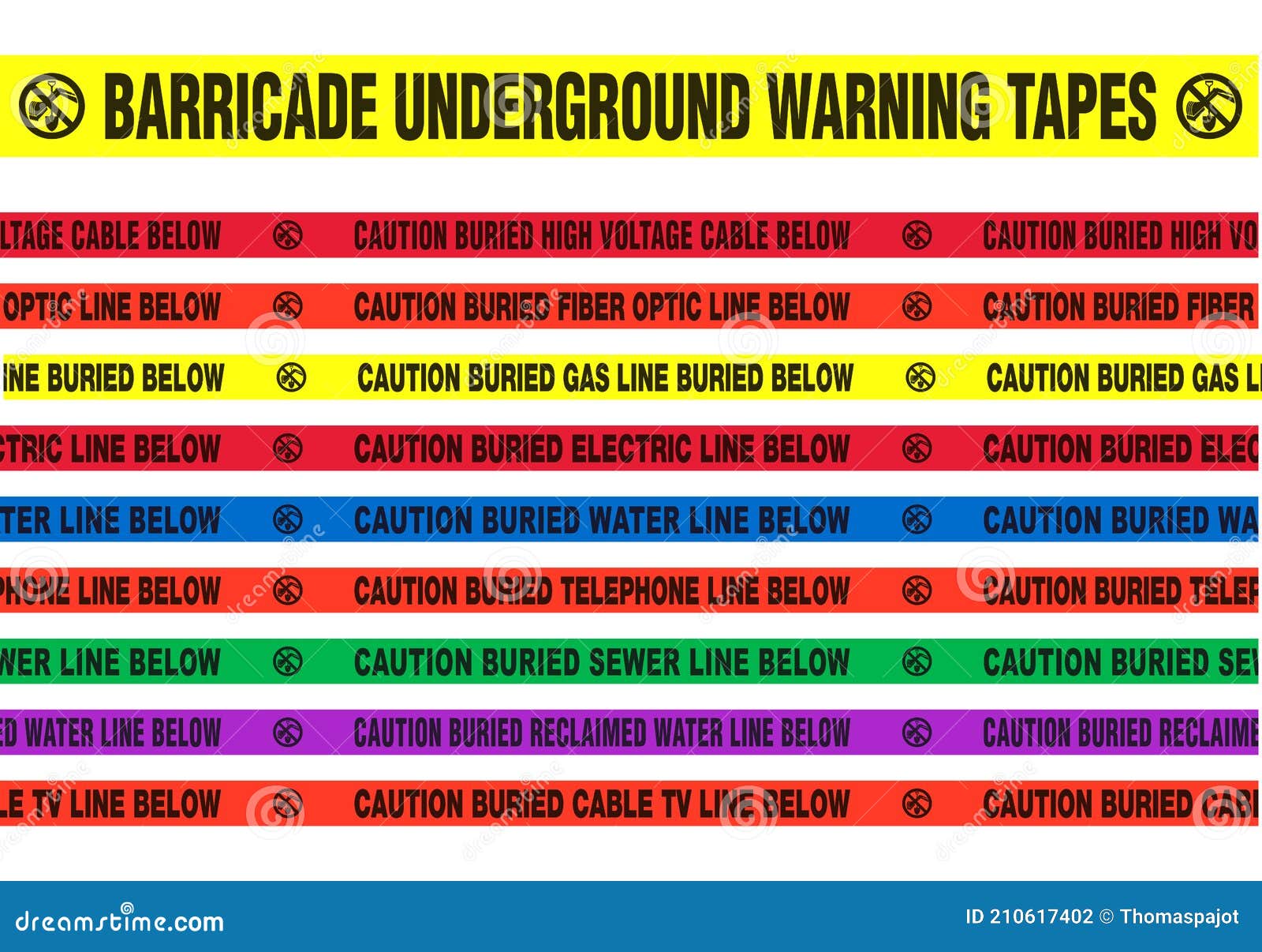 Barricade Underground Warning Tapes Stock Vector - Illustration of ...