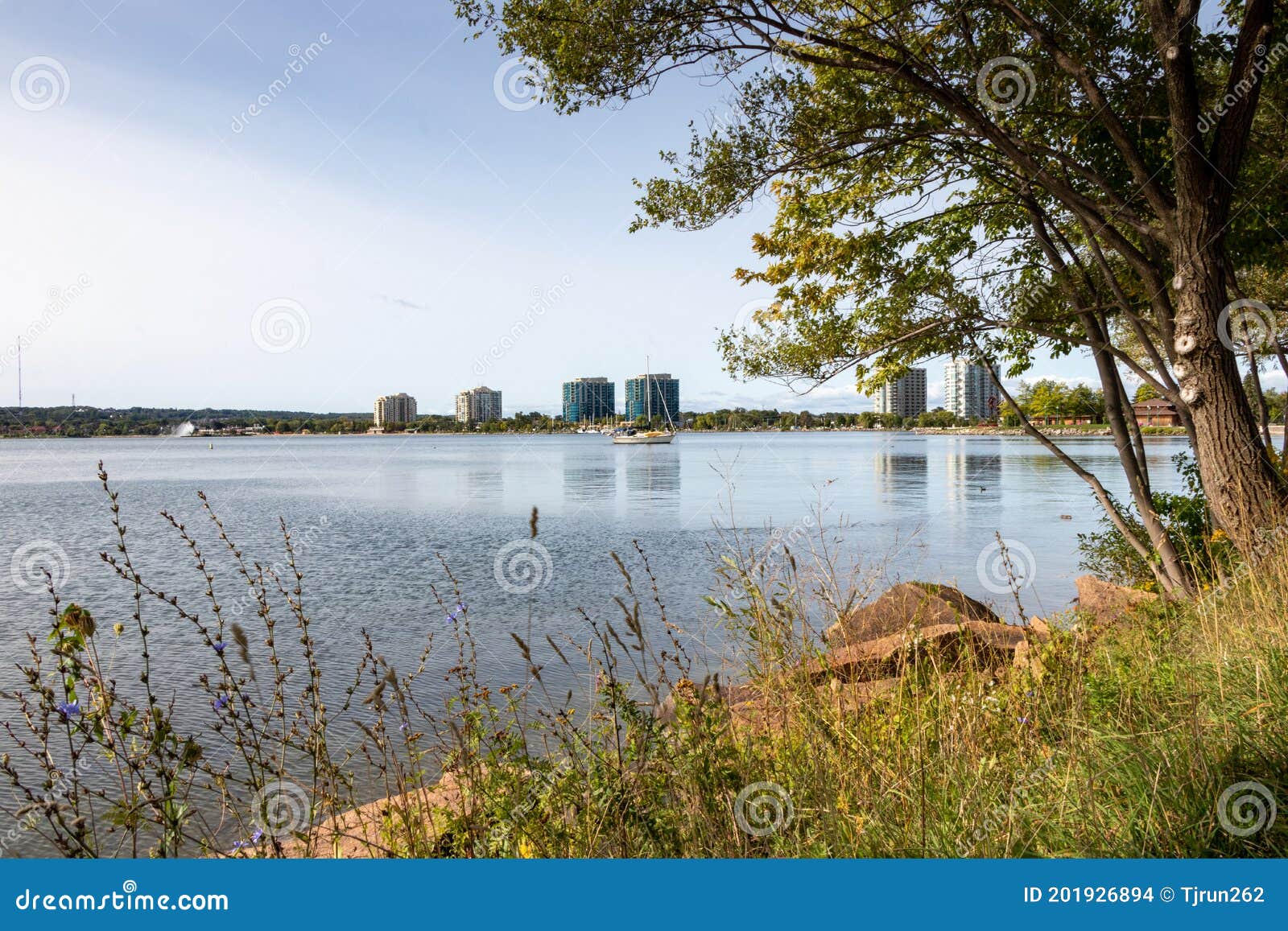 View Across Lake Simcoe of Barrie, Ontario Waterfront Stock Photo ...