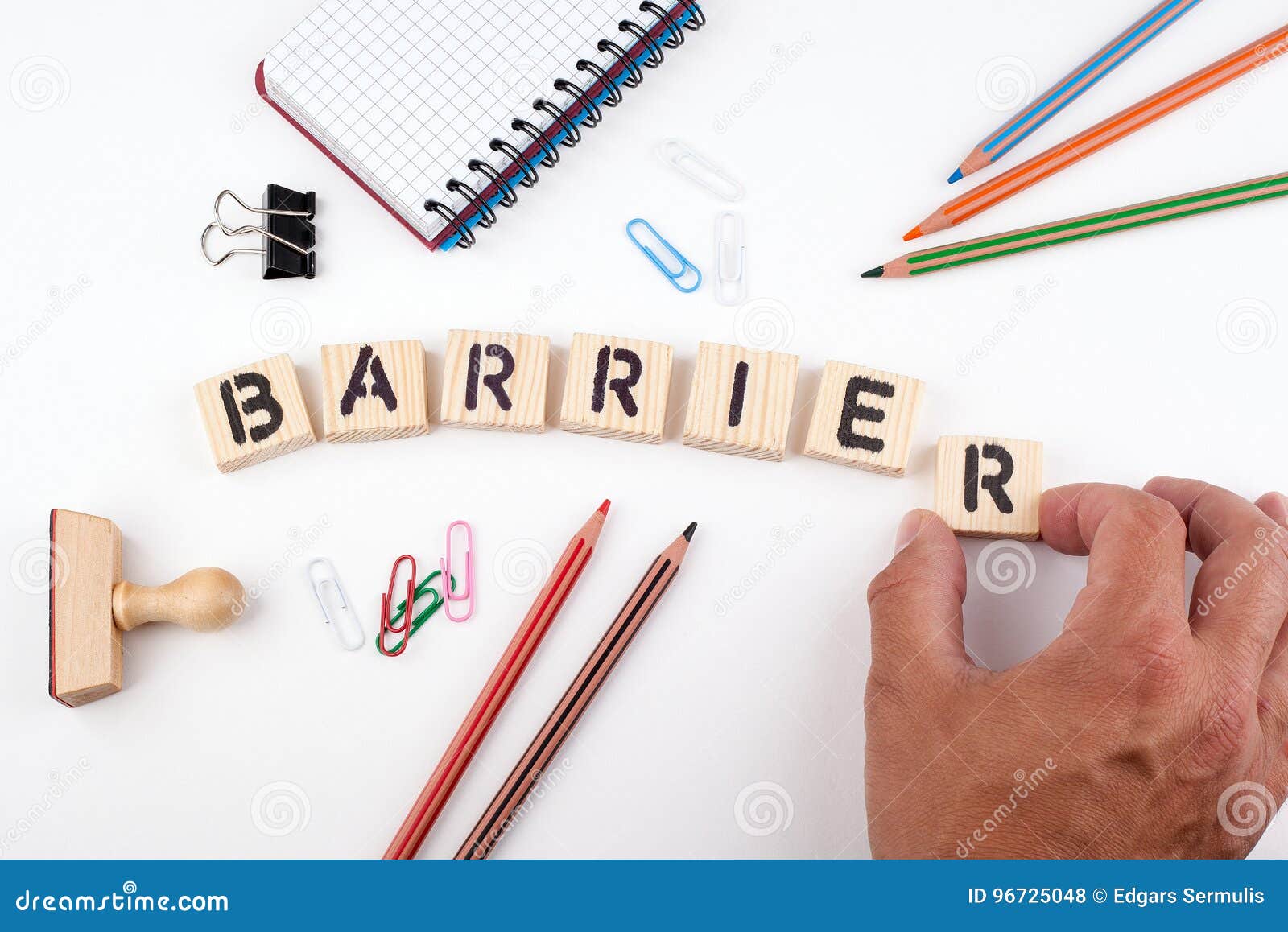 Barrier Concept. Wooden Letters on a White Background Stock Photo ...