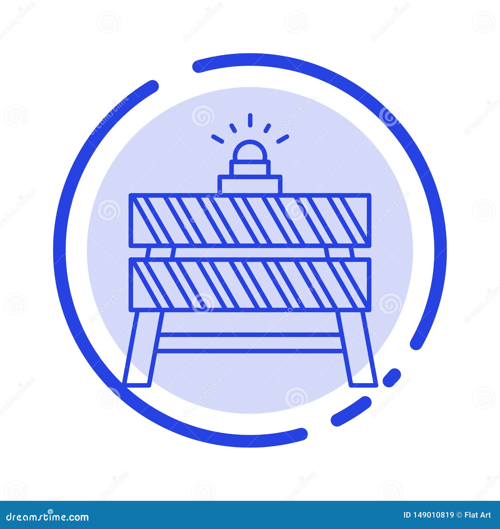 Barrier, Construction, Stop, Closed, Road Blue Dotted Line Line Icon ...