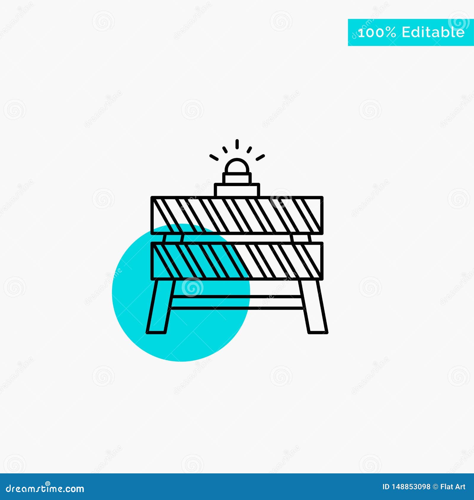 Barrier, Construction, Stop, Closed, Road Turquoise Highlight Circle ...
