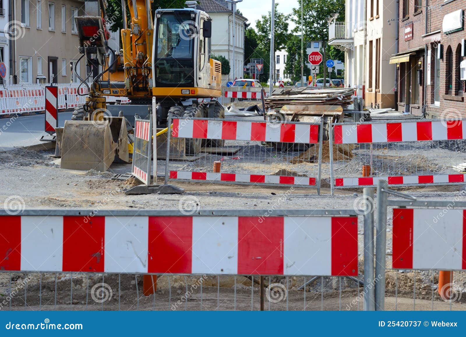 Barrier with excavator stock image. Image of fence, grabs - 25420737