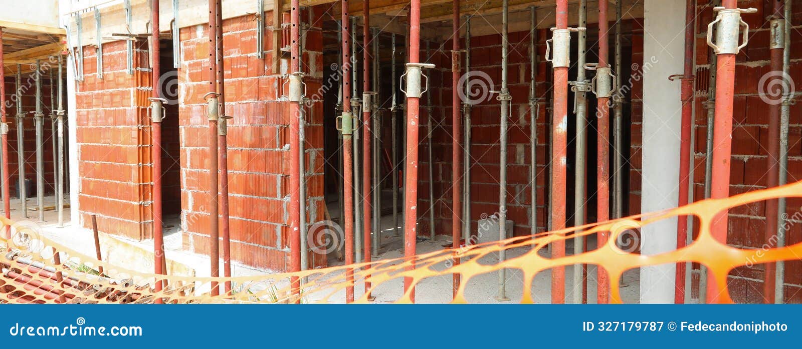 Barrier Fence during Building Construction of a Building without People ...