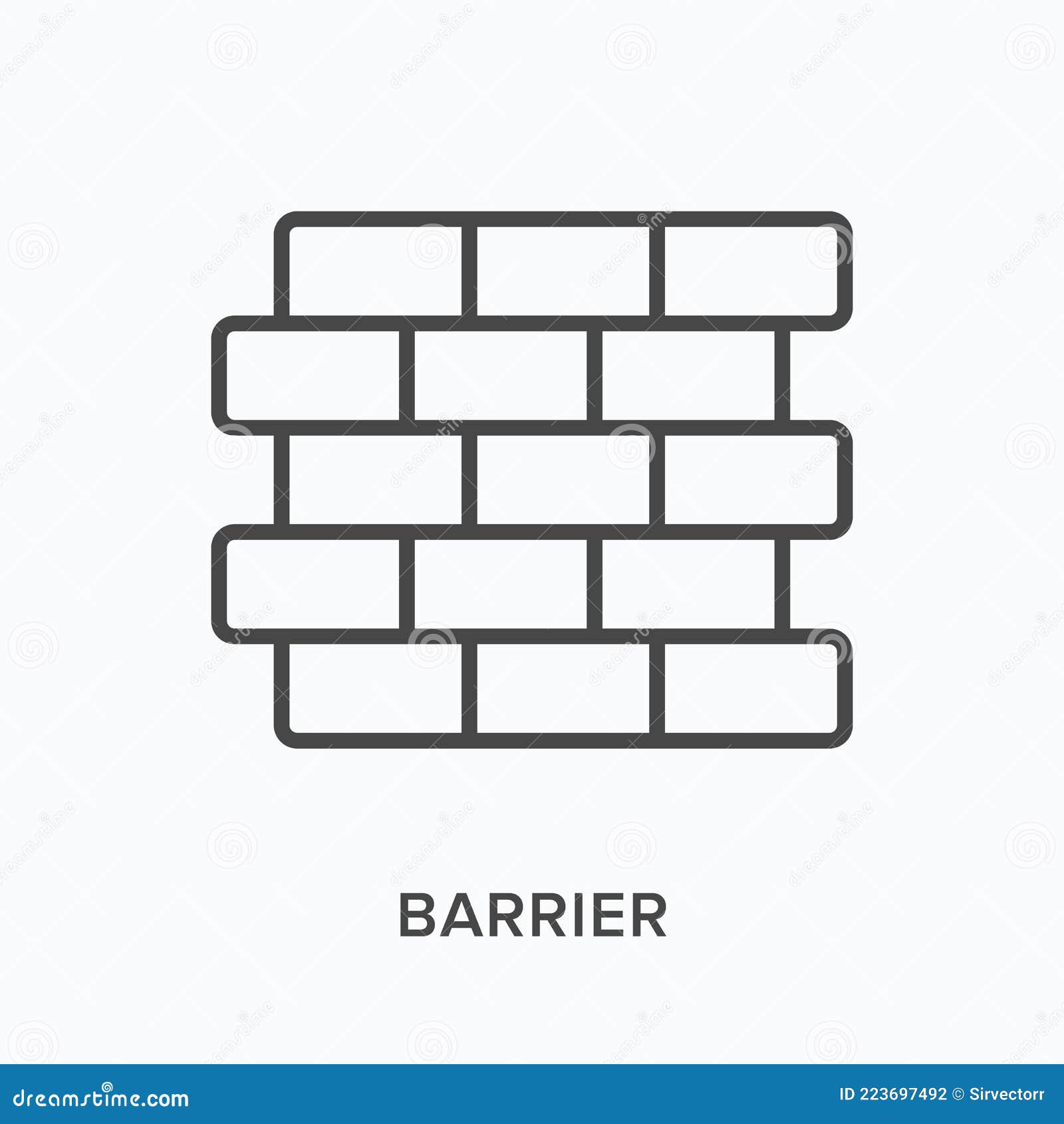 Barrier Flat Line Icon. Vector Outline Illustration of Brick Wall Stock ...