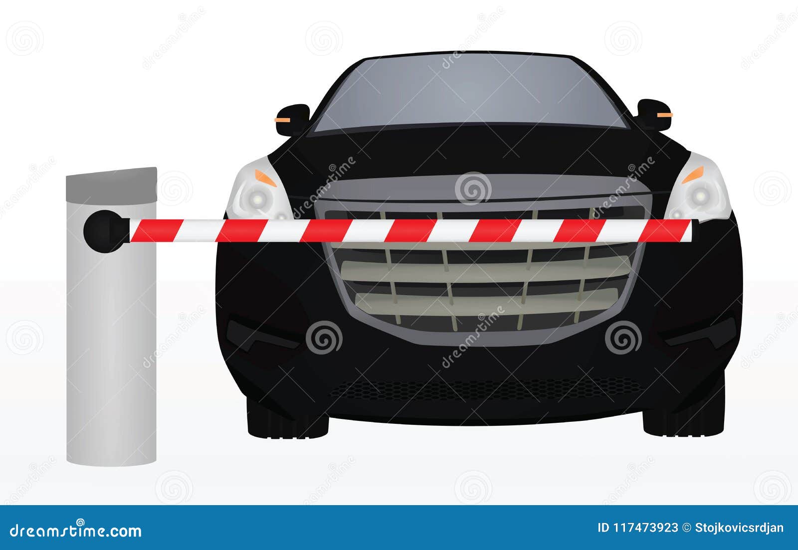 Barrier in front of car stock vector. Illustration of black - 117473923