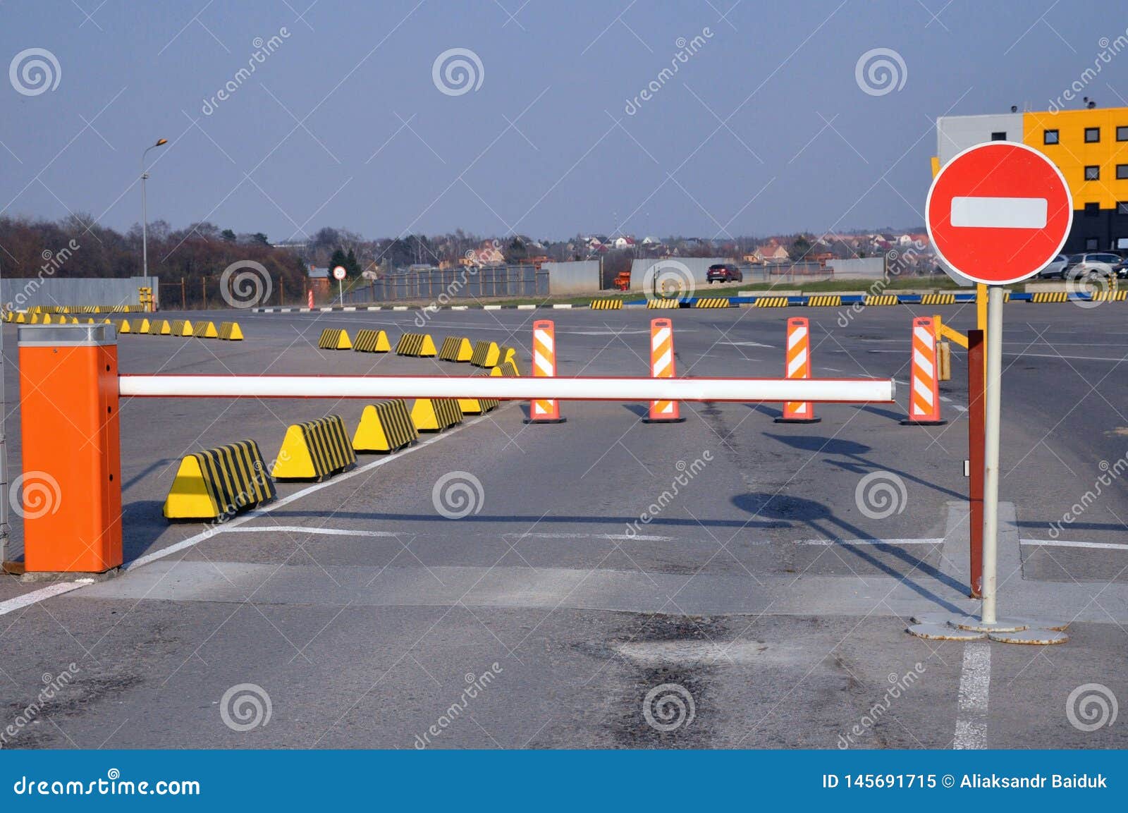Barrier Gate Automatic System for Security. No Entry Sign Stock Image ...