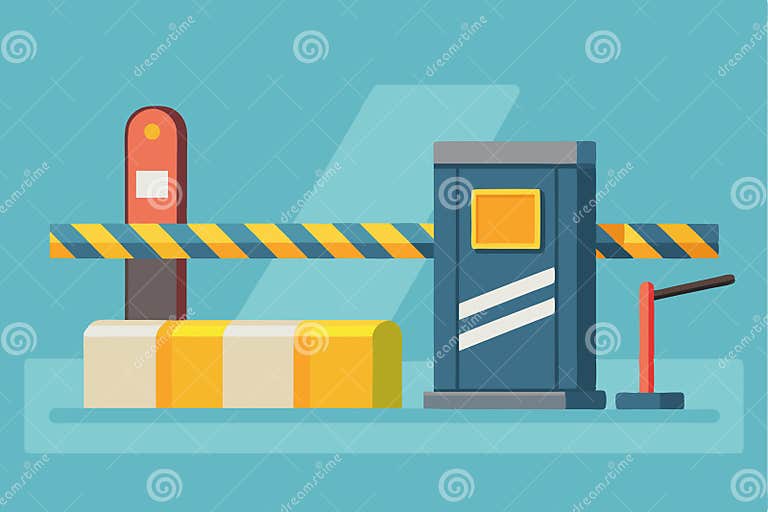 A Barrier Gate with Caution Stripes is Positioned at an Access Point ...