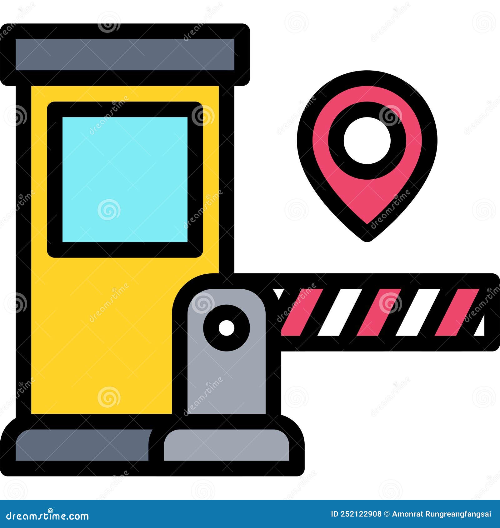 Barrier Gate Icon, Location Map and Navigation Vector Stock Vector ...