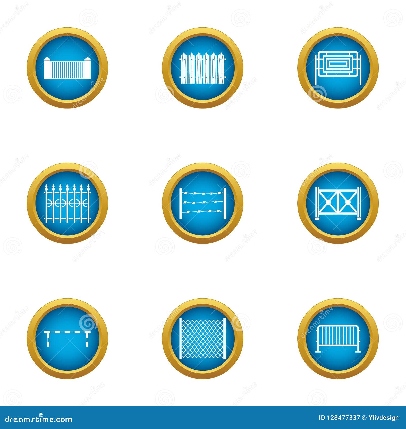 Barrier Icons Set, Flat Style Stock Vector - Illustration of apartment ...