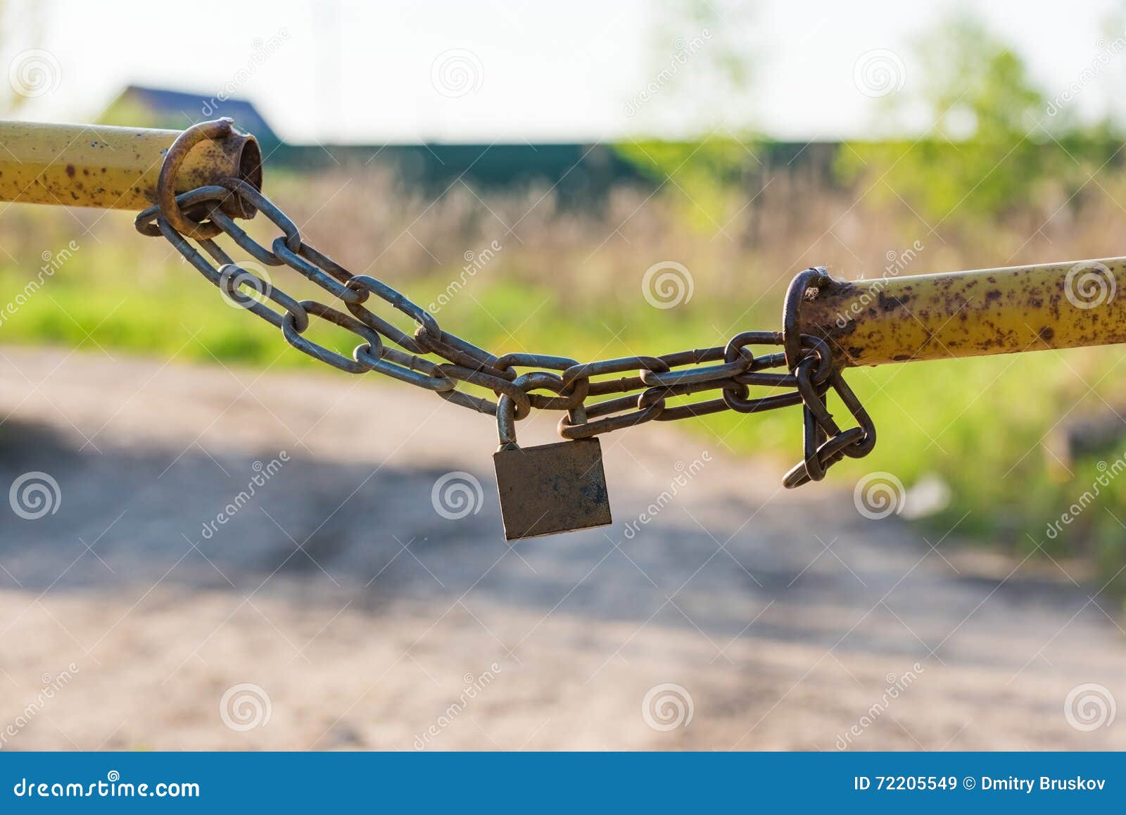 Barrier lock chain stock image. Image of green, fence - 72205549