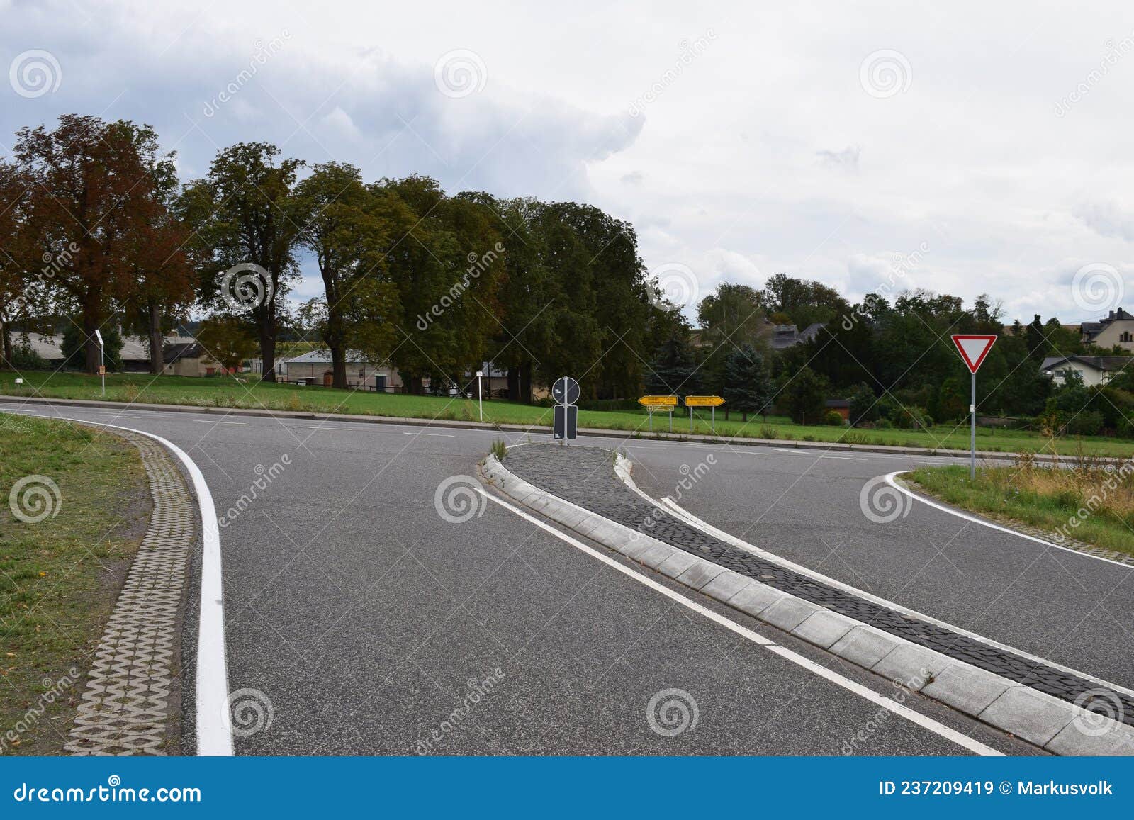 Barrier in the Middle of the Road at an Intersection in the Eifel Stock ...