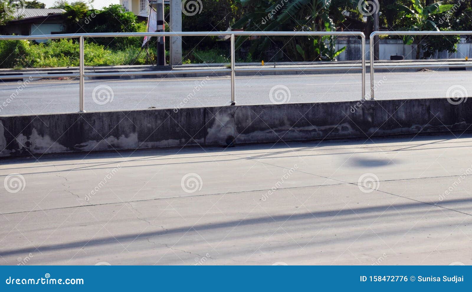 Barrier and road edge. stock photo. Image of business - 158472776