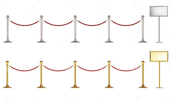 Barrier Rope and Notice Board Stock Illustration - Illustration of ...