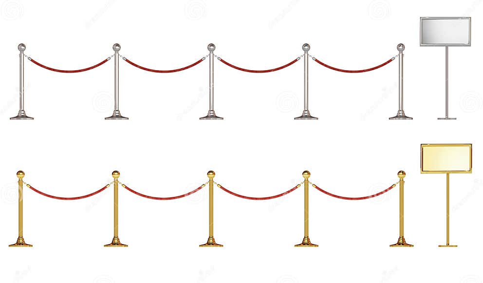 Barrier Rope and Notice Board Stock Illustration - Illustration of ...