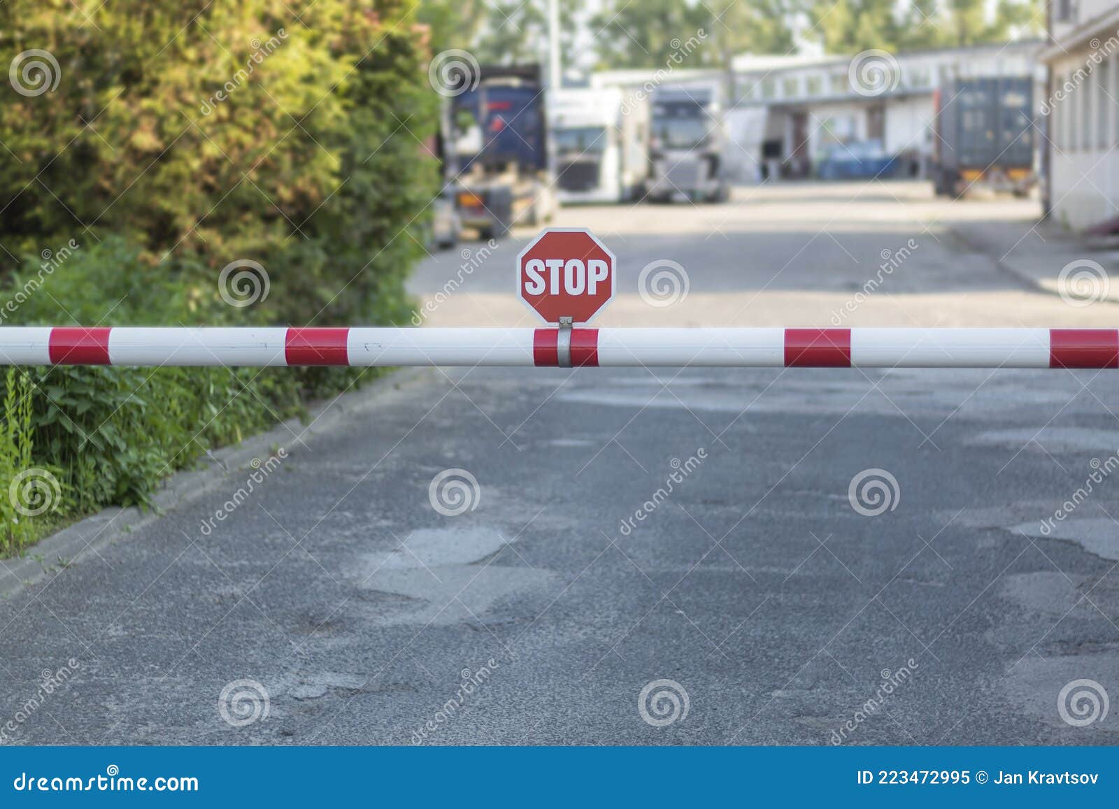 Barrier And Stop Sign On The Road Stock Image | CartoonDealer.com ...