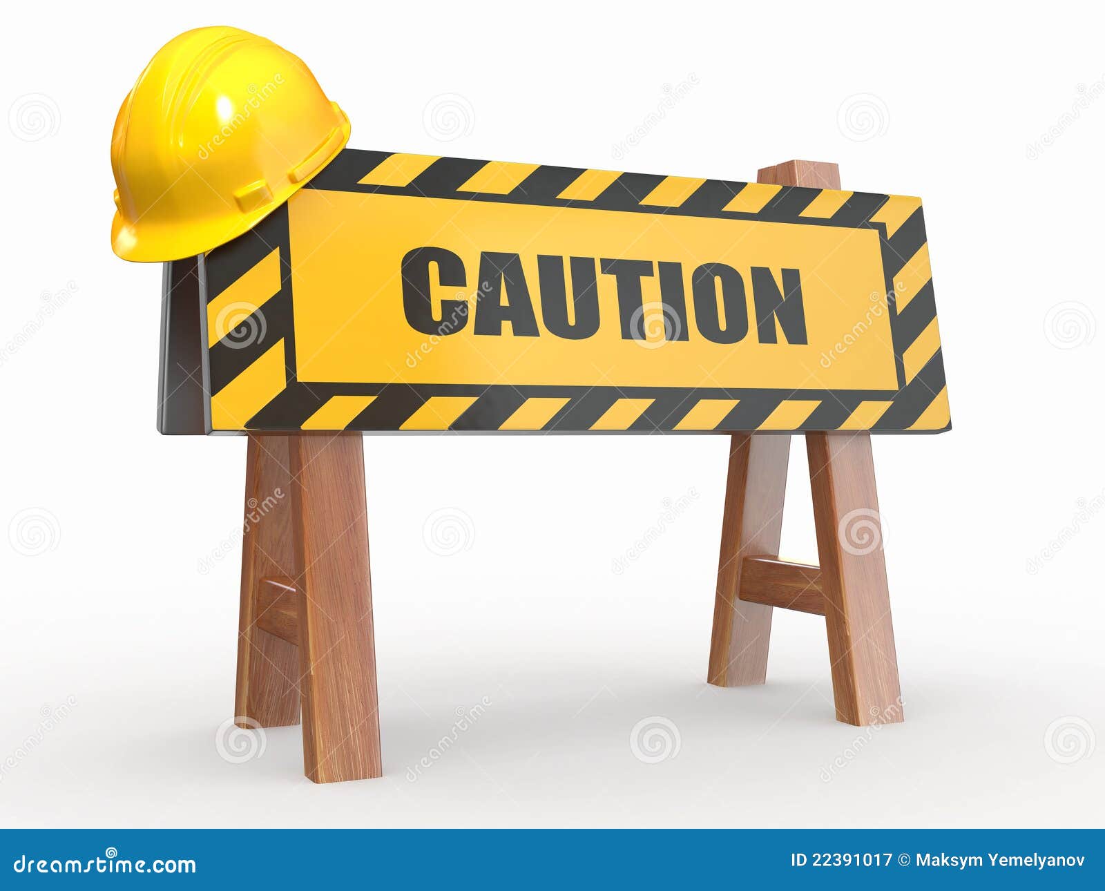 Barrier with Text Caution and Hardhat Stock Illustration - Illustration ...