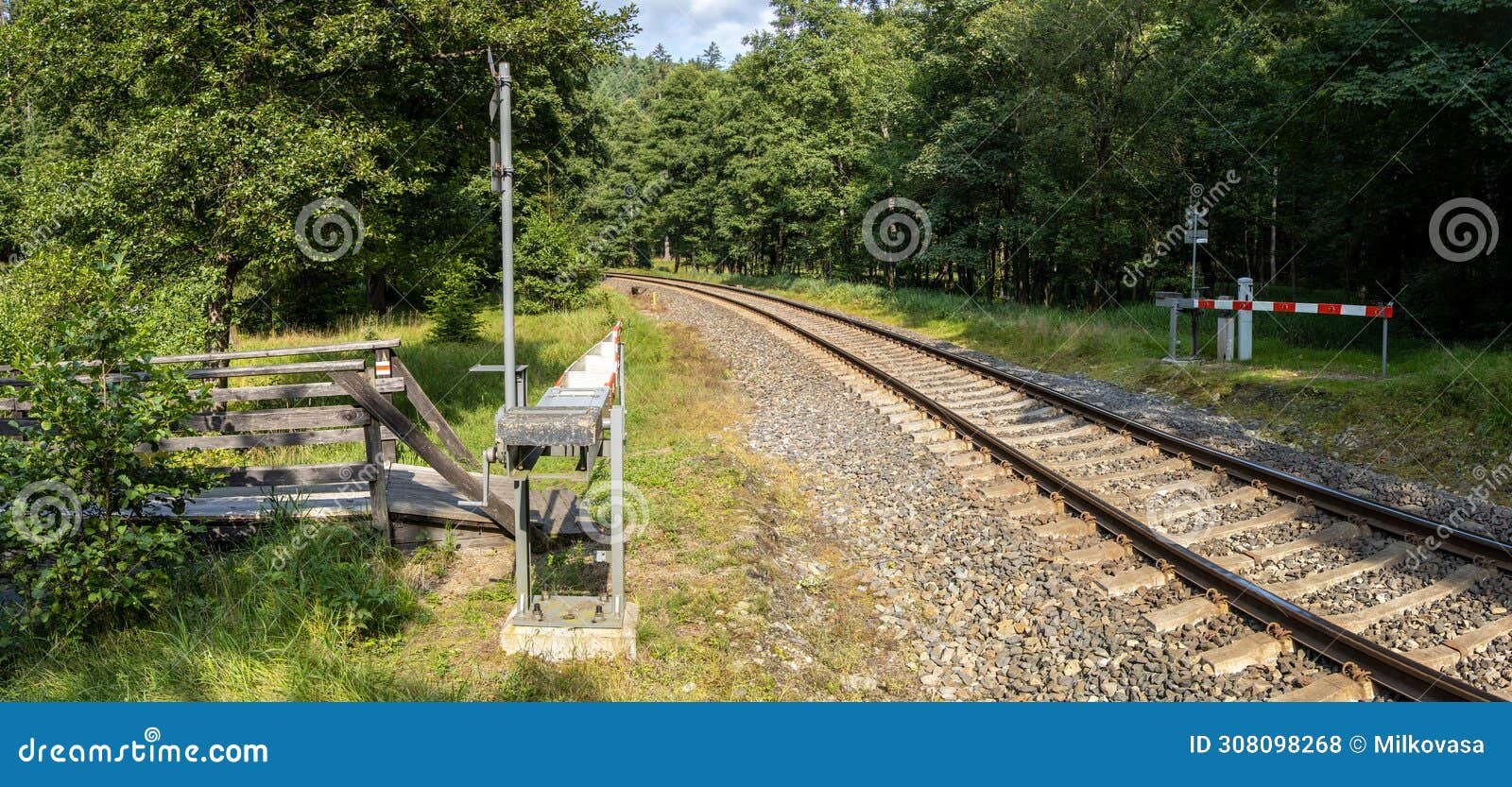 Barriers on a Forest Path that Crosses the Track Stock Photo - Image of ...