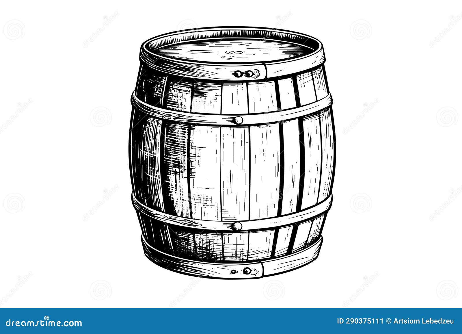 Barril De Madera. Dibujo a Mano Dibujo Grabando Ilustraciones ...