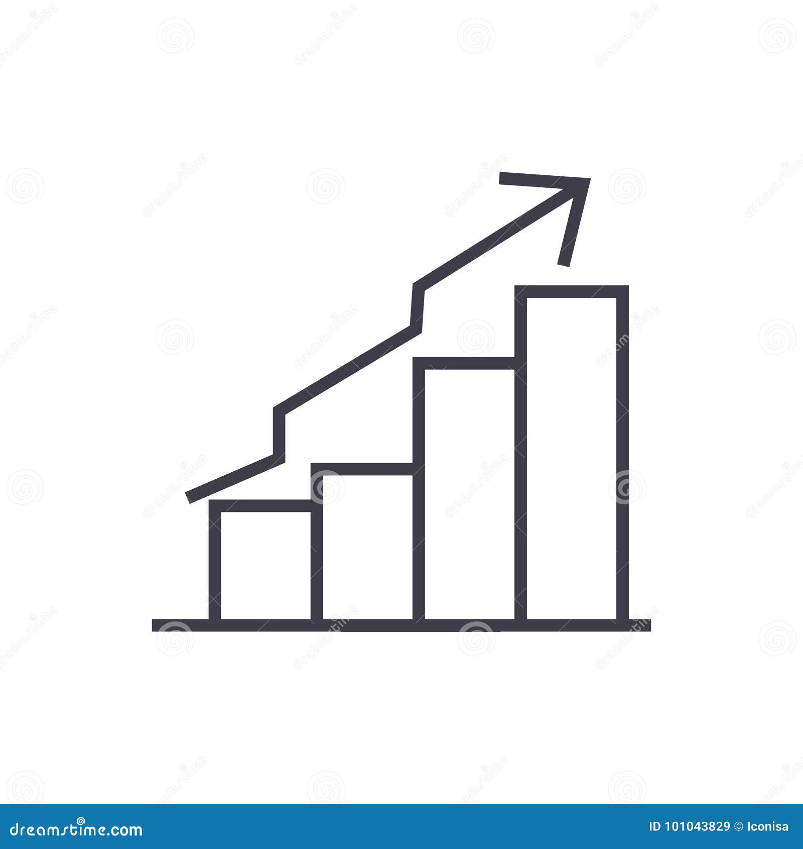 Ascendant Bars Graphic Icon With Rising Arrow. Histogram Icon In Black ...