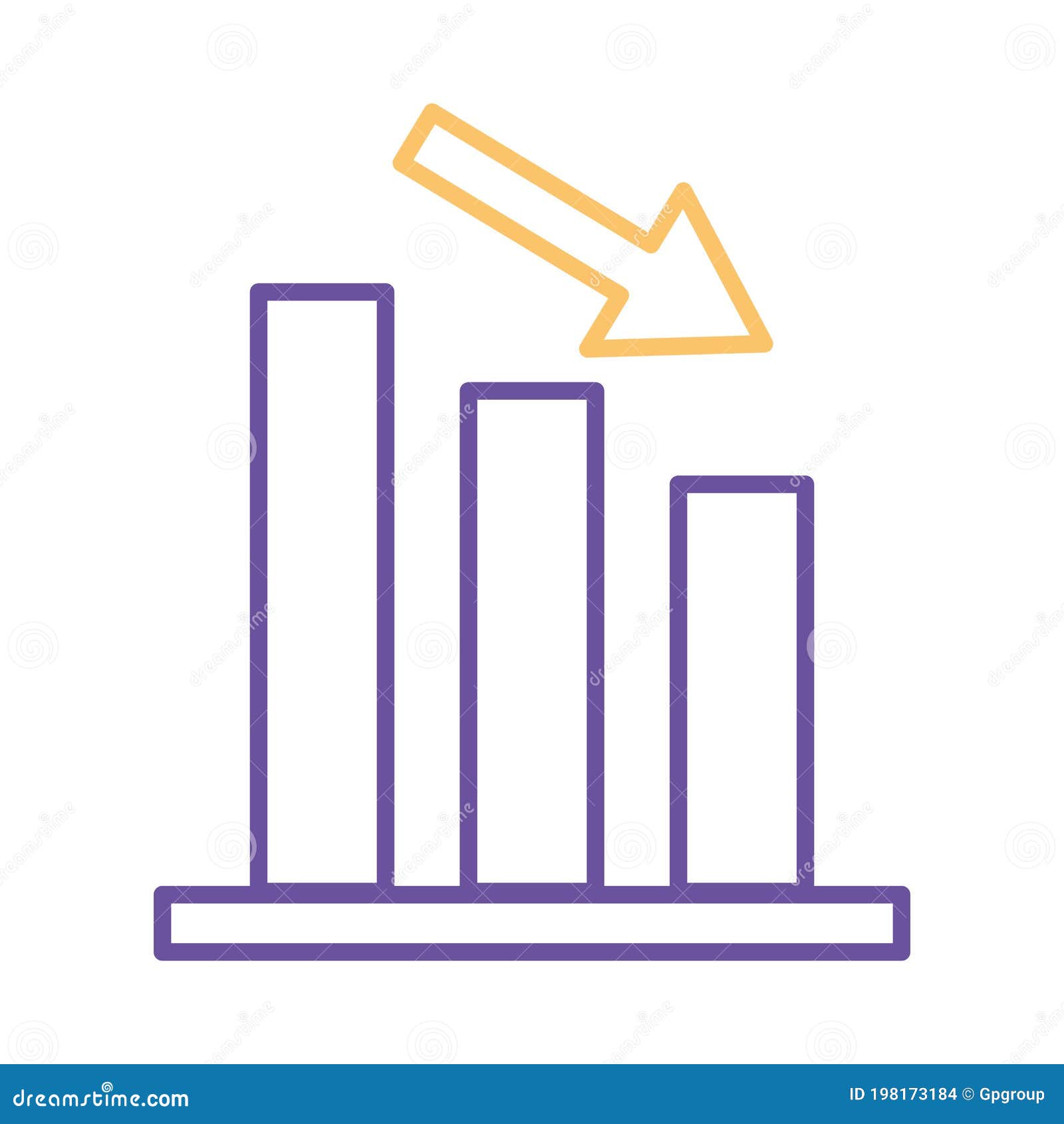 Bars Chart with Decrease Arrow Line Style Icon Vector Design Stock Vector - Illustration of ...