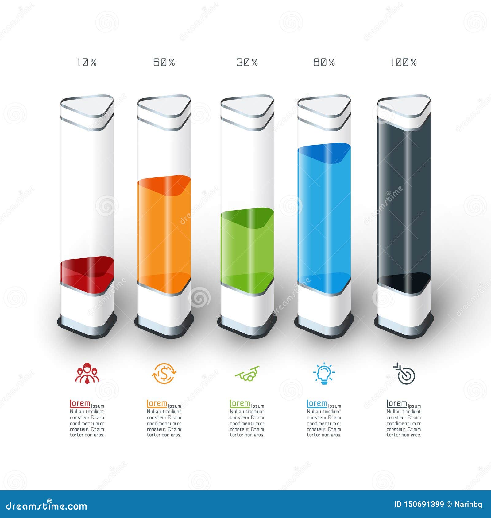 Bars Chart Infographic with Colorful 3d Piece Stock Vector ...