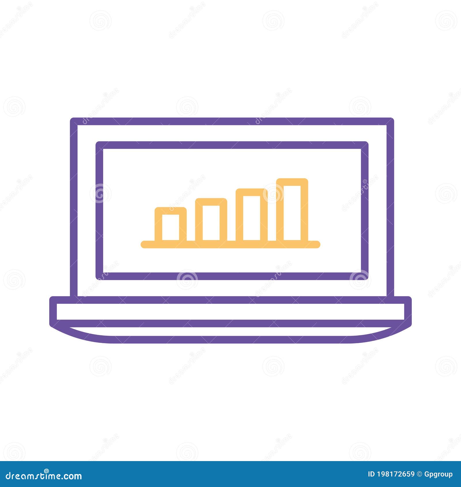 Bars Chart in Laptop Line Style Icon Vector Design Stock Vector ...