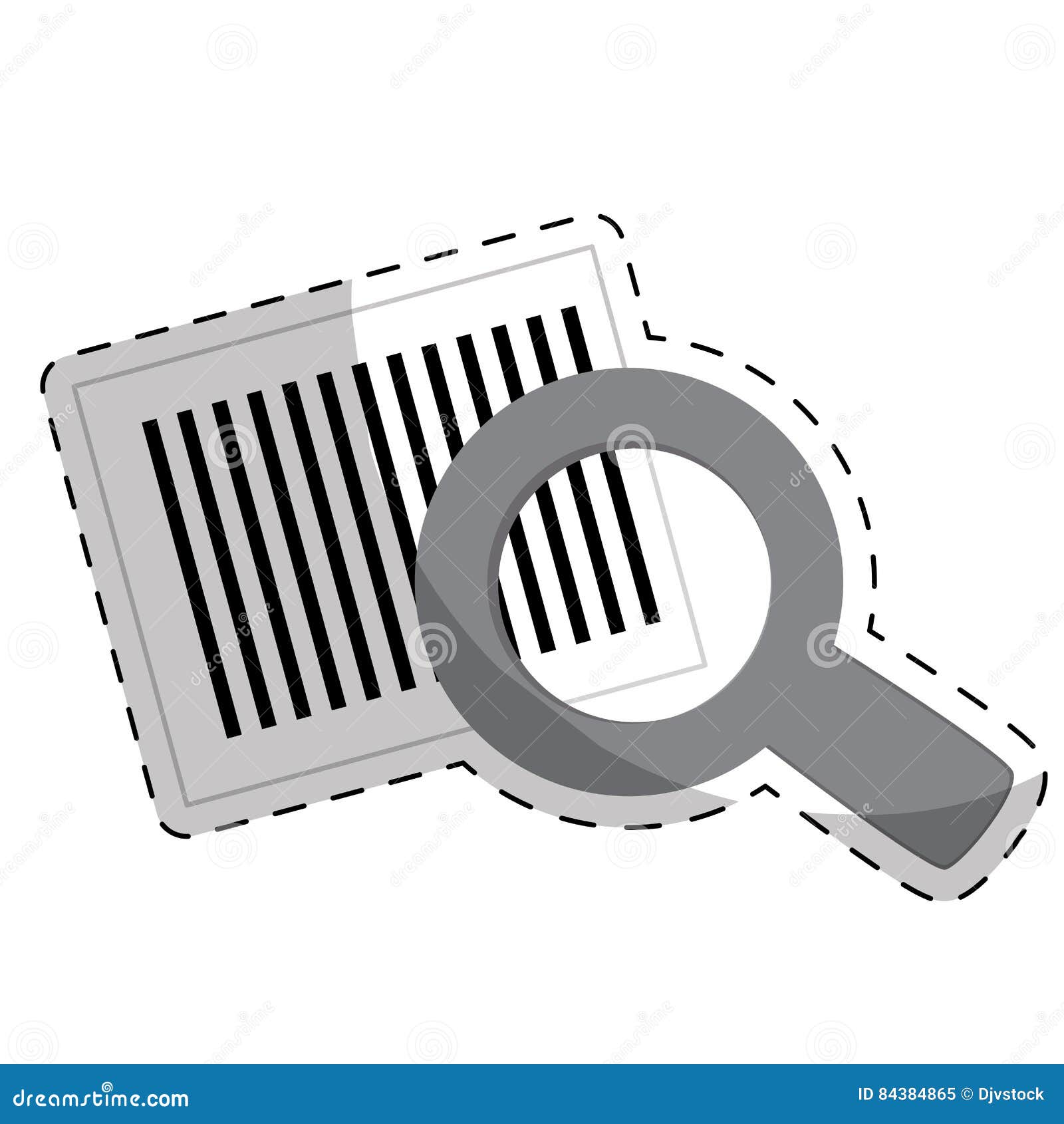 Bars Code and Magnifying Glass Stock Illustration - Illustration of ...