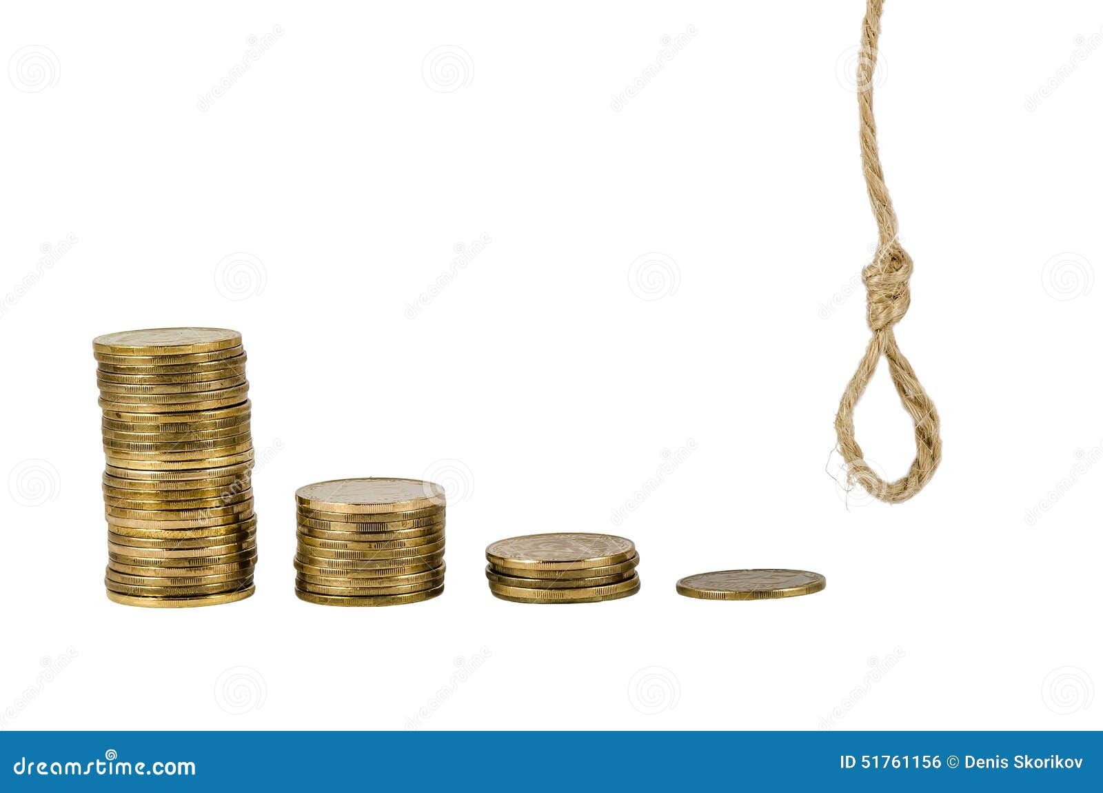 Bars of Coins and Knoted Rope Stock Photo - Image of coins, income ...