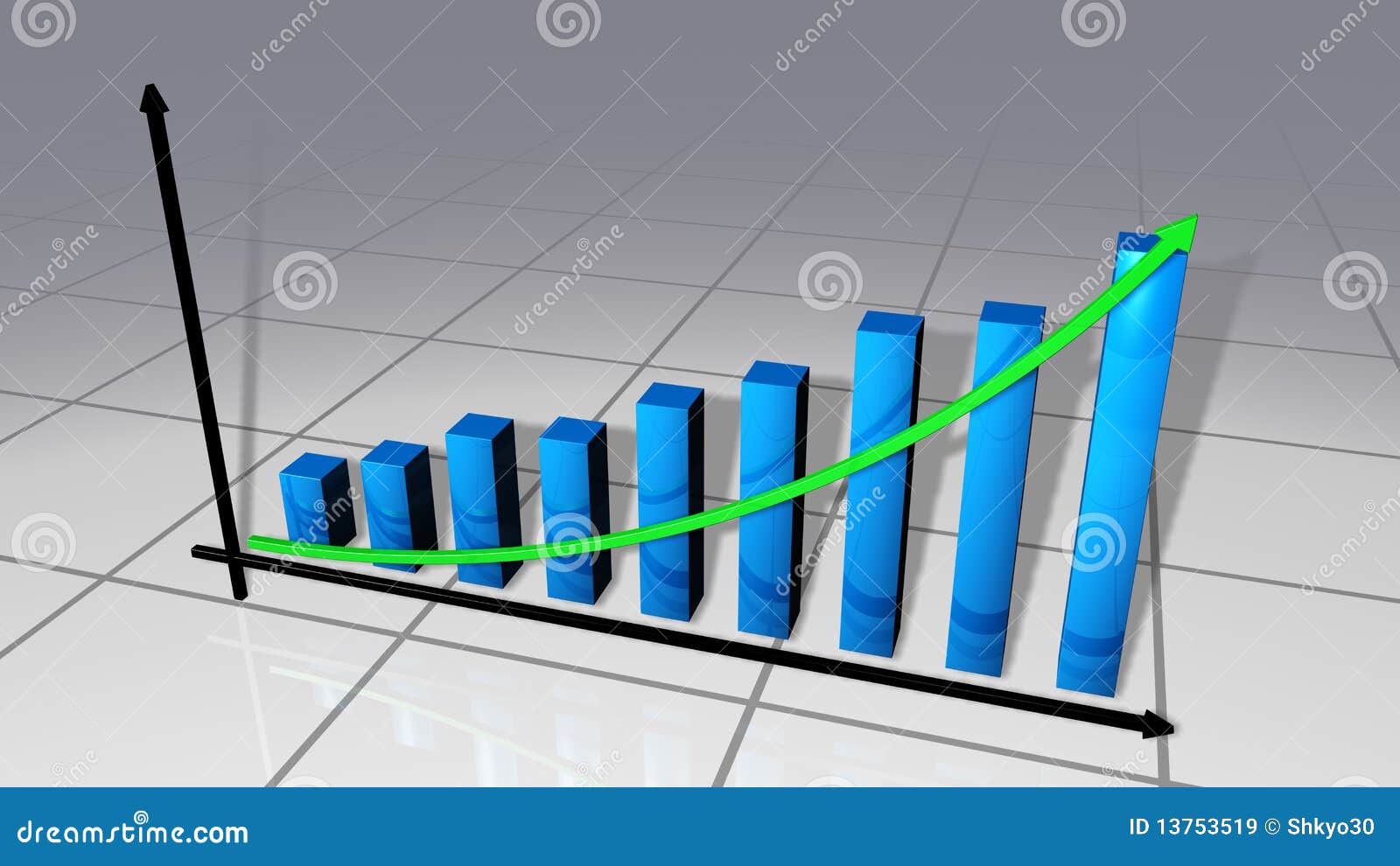 Bars and Curve Business Chart Stock Illustration - Illustration of ...