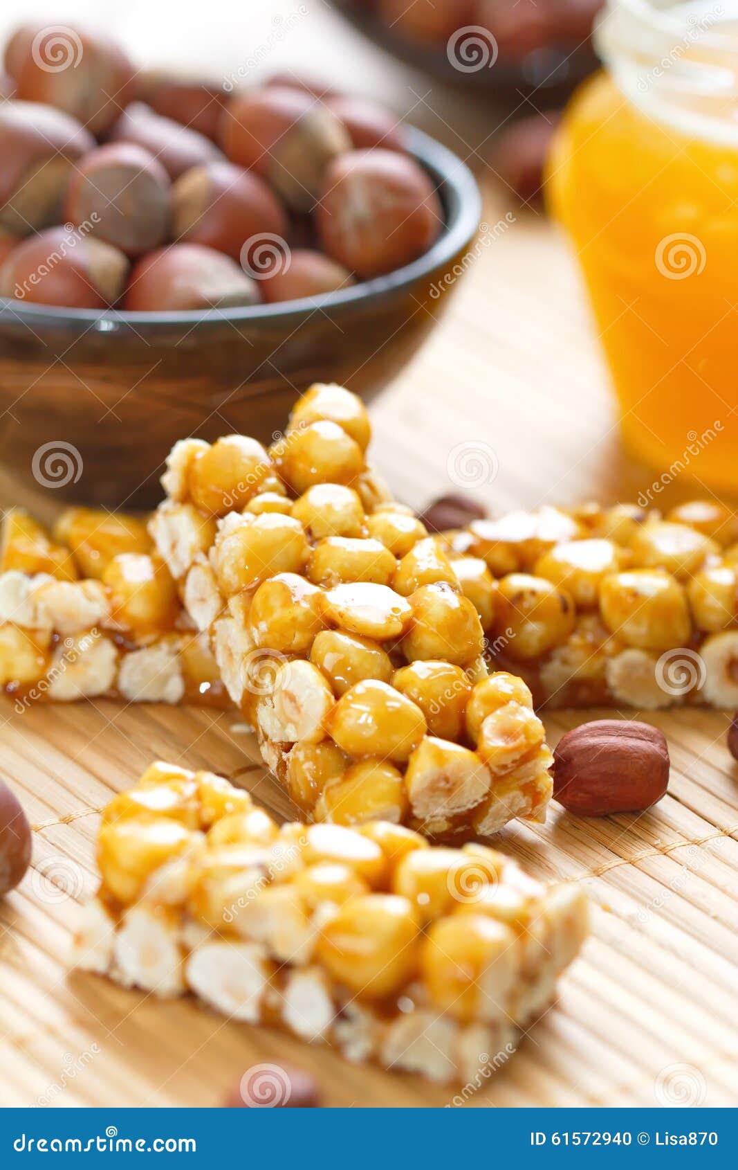 Bars with Filbert and Honey Stock Photo - Image of dessert, heap: 61572940