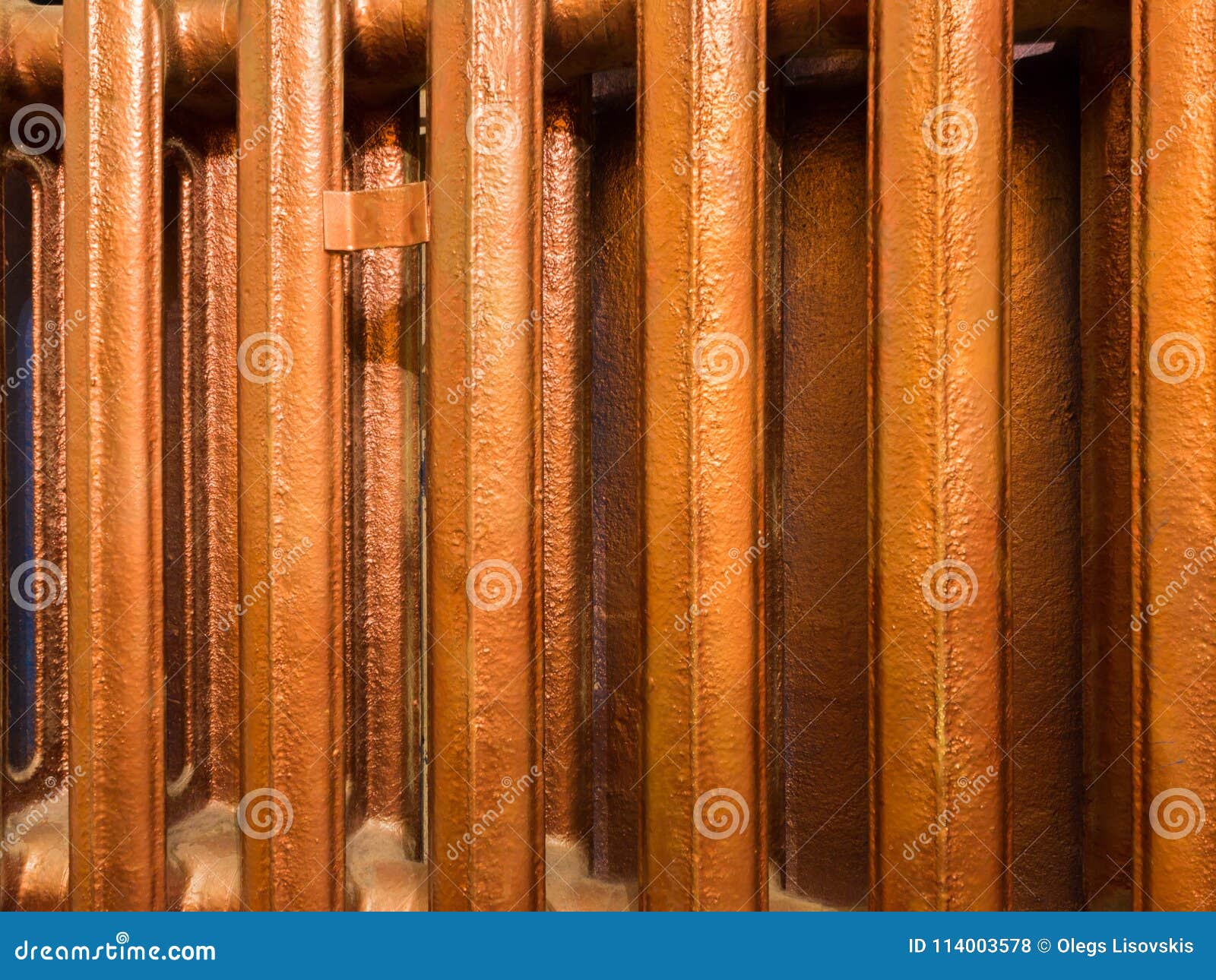 Bars of Old Copper Heating Radiator Stock Photo - Image of indoor ...