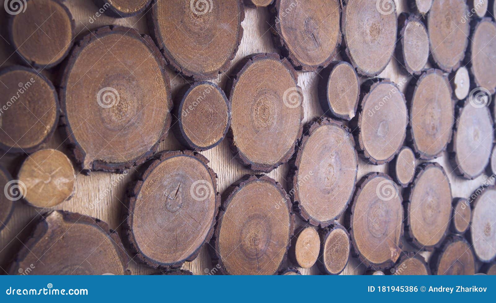 Wooden Slices with Bark. Bars of a Tree with Bark. Stock Photo - Image ...