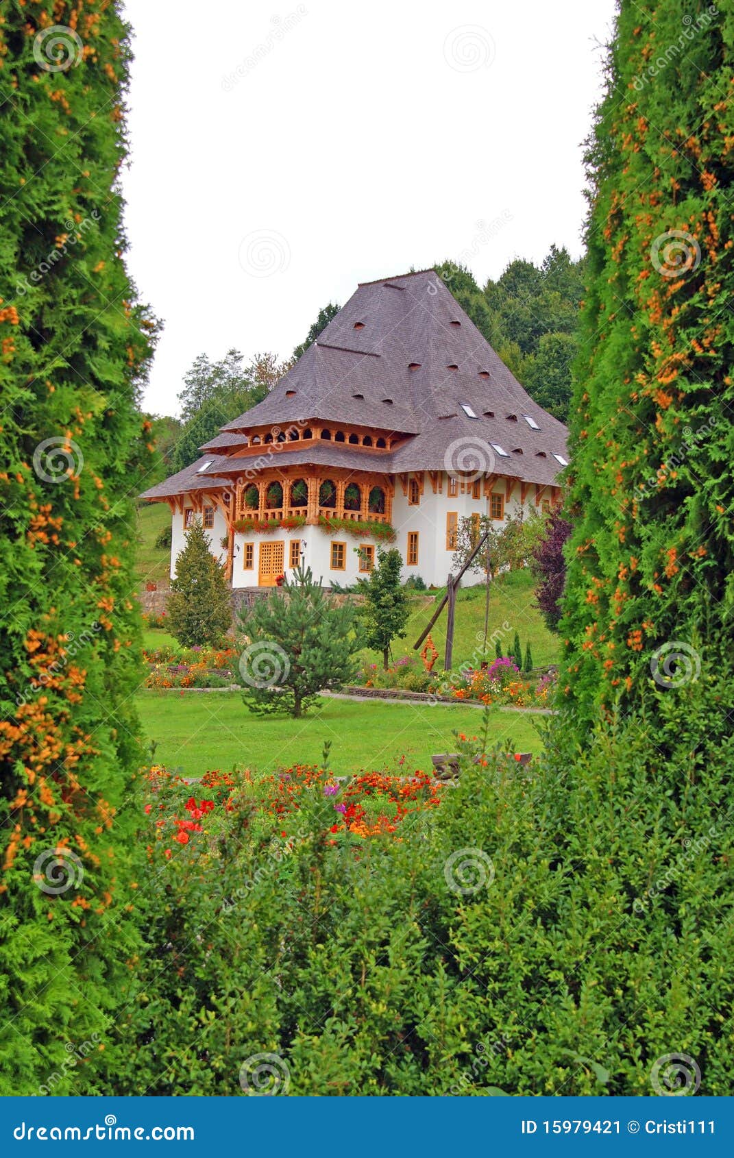 Barsana Monastery in Forest Stock Image - Image of religion, cloudy ...