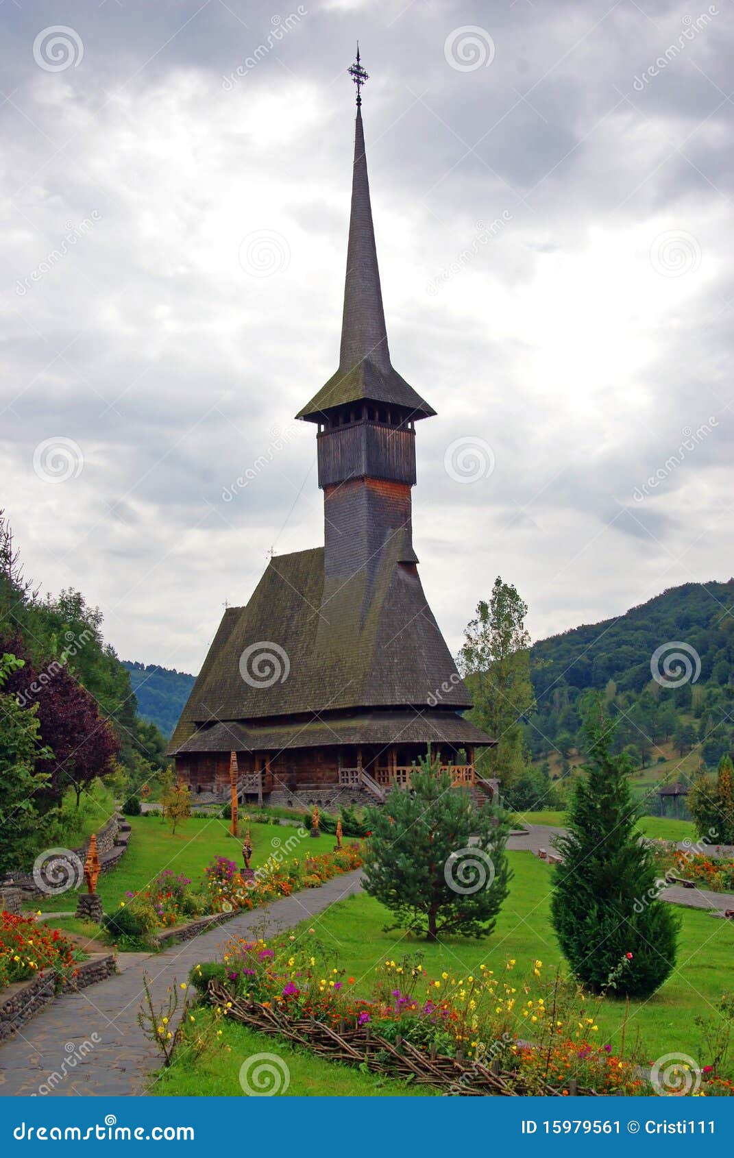 Barsana Monastery: Wooden Church Stock Image - Image of maramures, land ...
