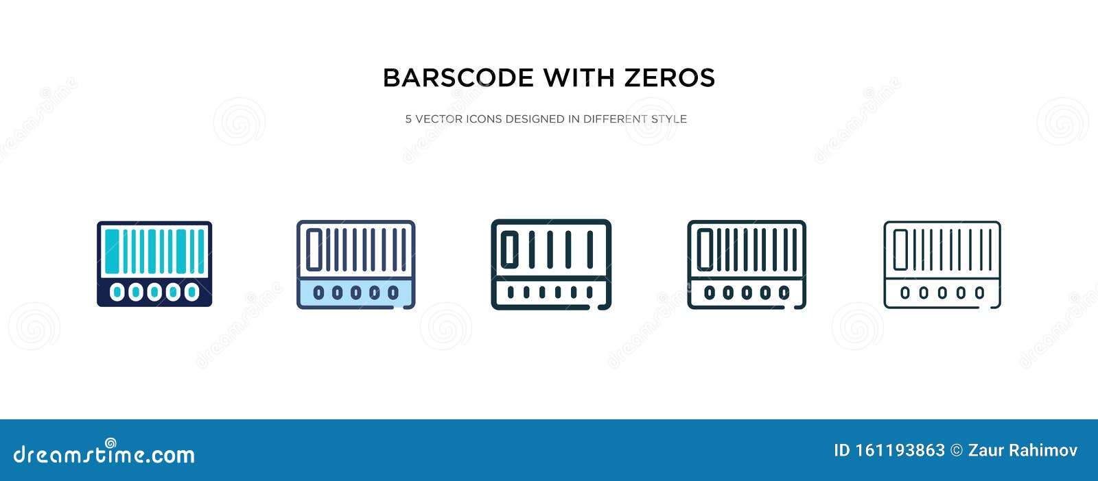 Barscode with Zeros Icon in Different Style Vector Illustration. Two ...