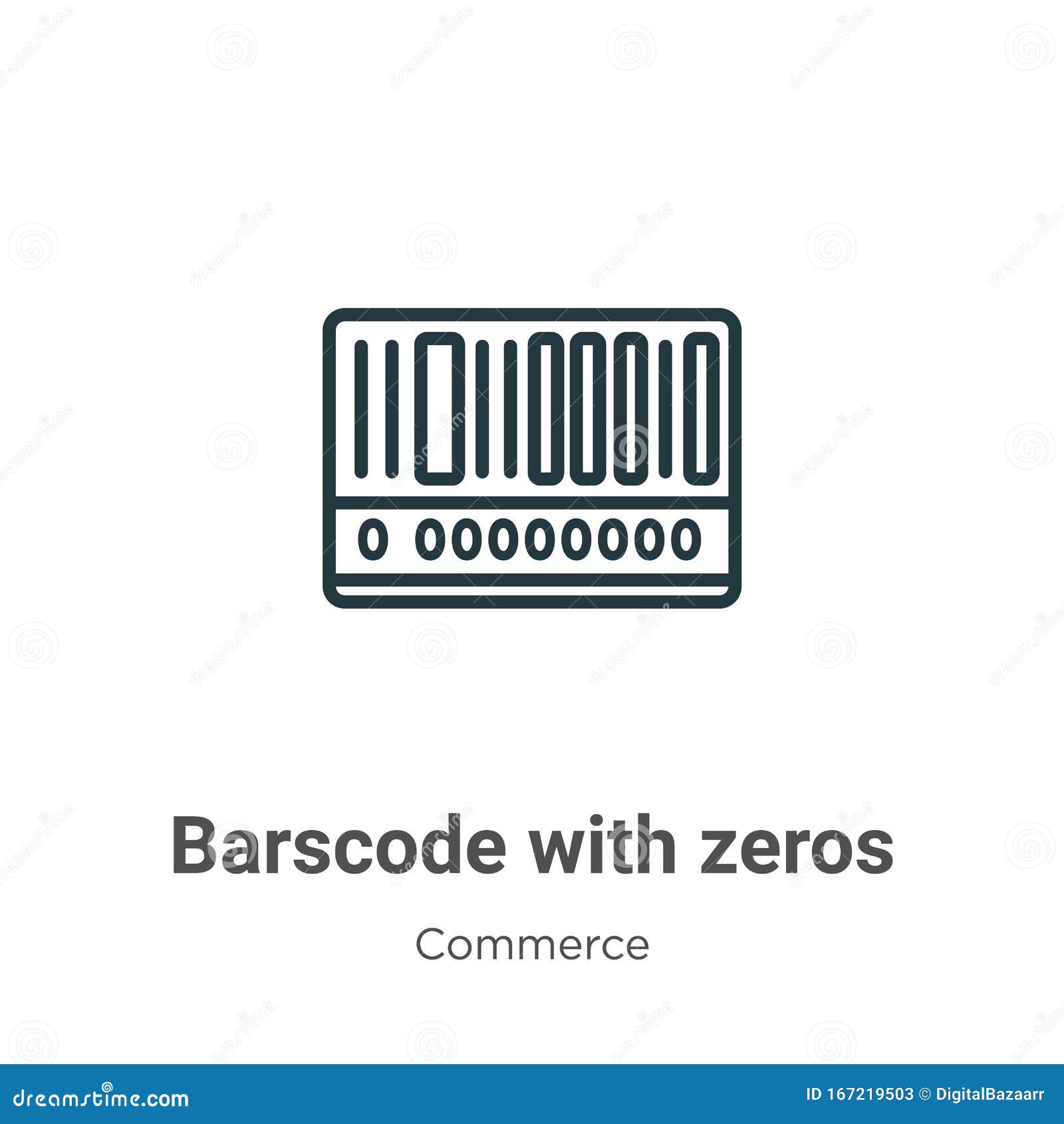Barscode with Zeros Outline Vector Icon. Thin Line Black Barscode with ...