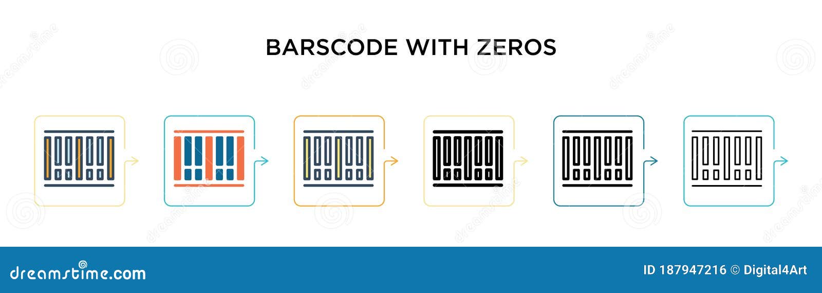 Barscode with Zeros Vector Icon in 6 Different Modern Styles. Black ...