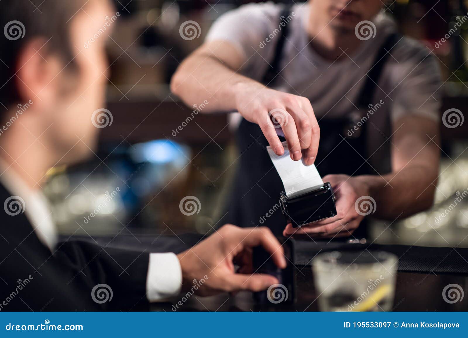 The Bartender Accepts Payment by Credit Card at the Bar Stock Image ...