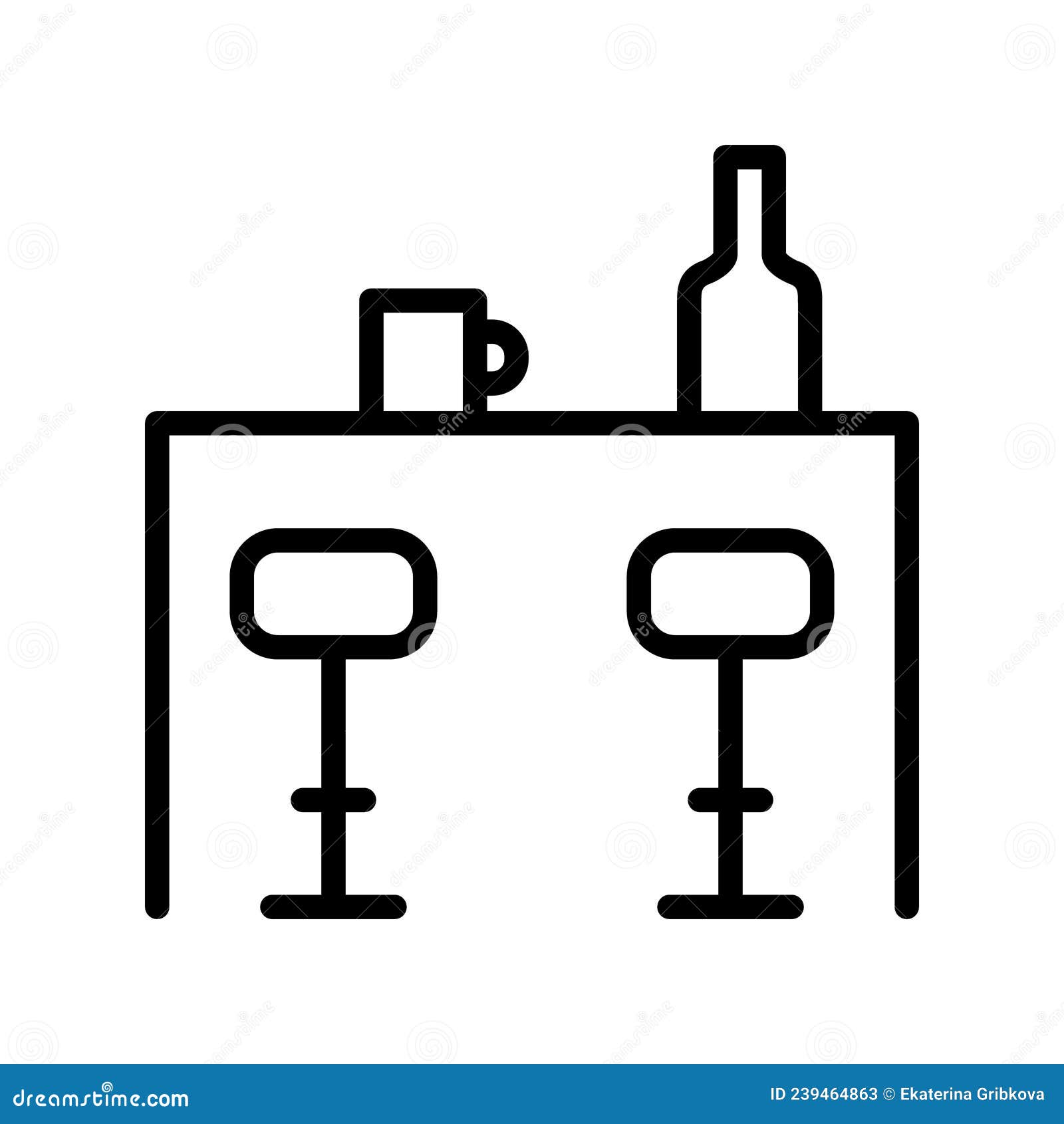 Bartender Accessory Flat Line Icon. Barman Stuff, Glasses, Drinks Stock ...