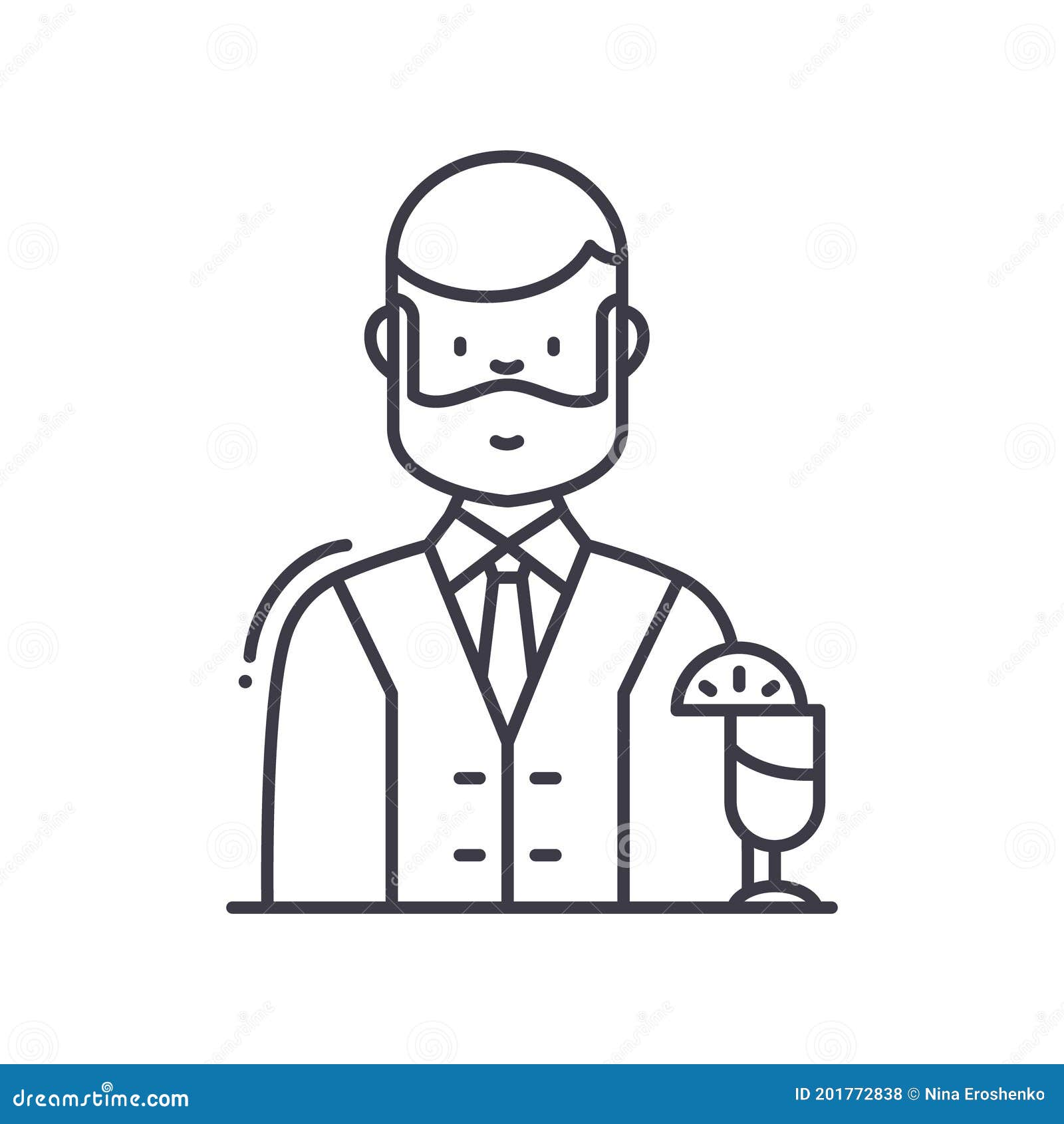 Bartender in Bar Icon, Linear Isolated Illustration, Thin Line Vector ...