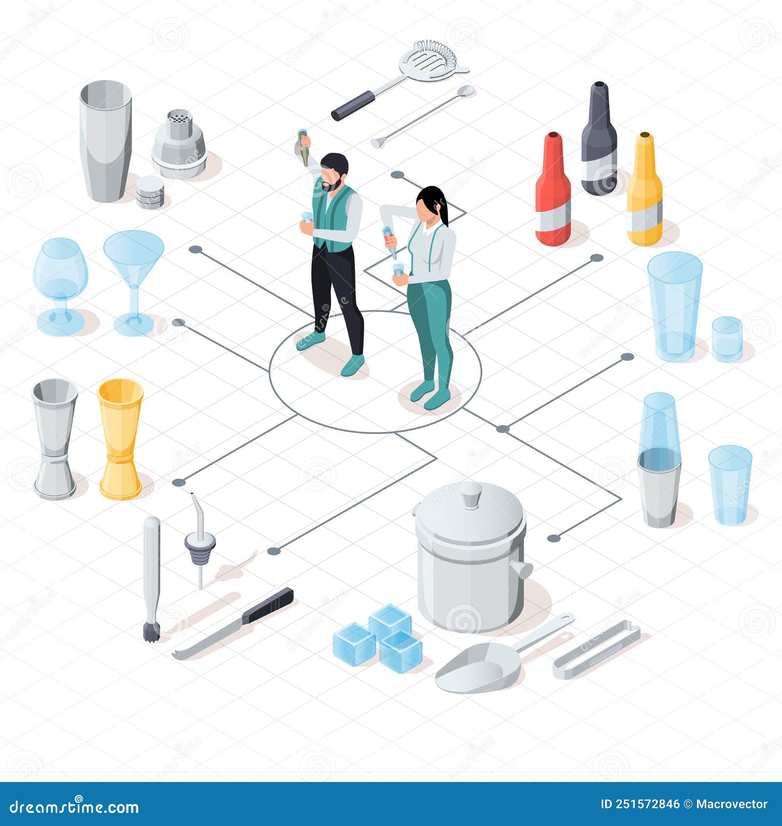 Bartender Isometric Flowchart Stock Vector - Illustration of barman ...
