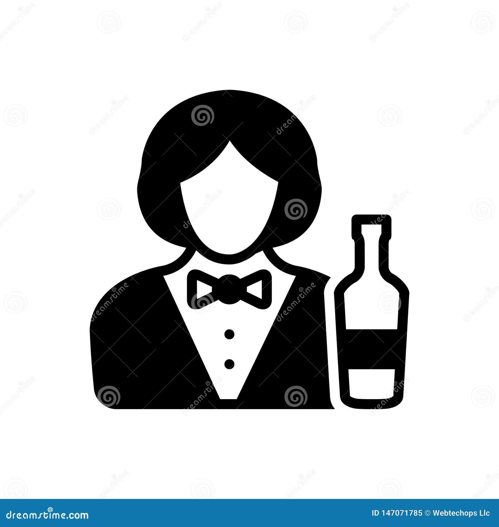 Black Solid Icon for Bartender, Female and Serving Stock Vector ...