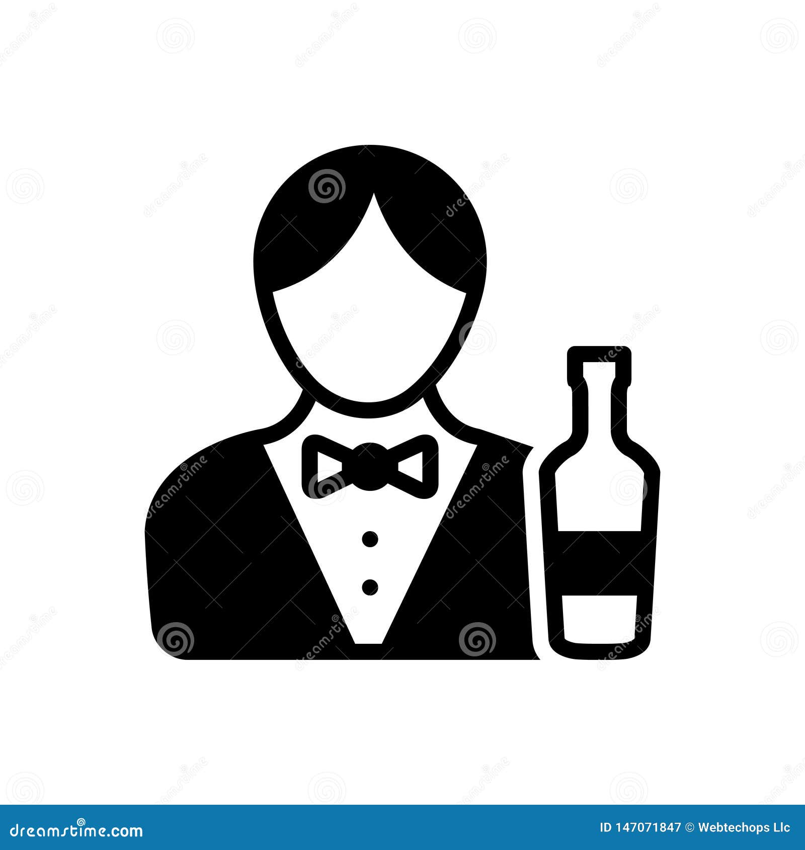 Black Solid Icon for Bartender, Male and Waiter Stock Vector ...
