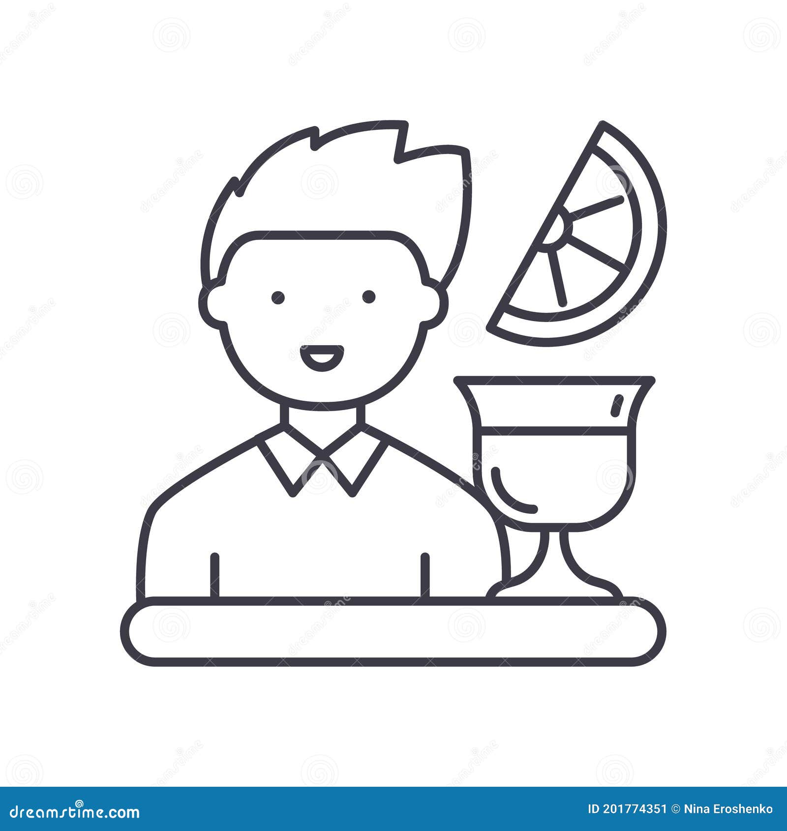 Bartender Concept Icon, Linear Isolated Illustration, Thin Line Vector ...
