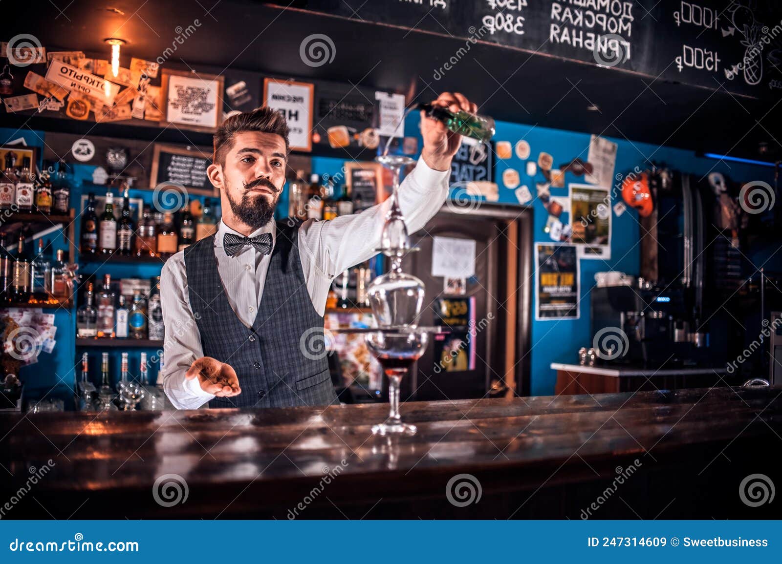 Barman Concocts a Cocktail at the Saloon Stock Image - Image of bartend ...