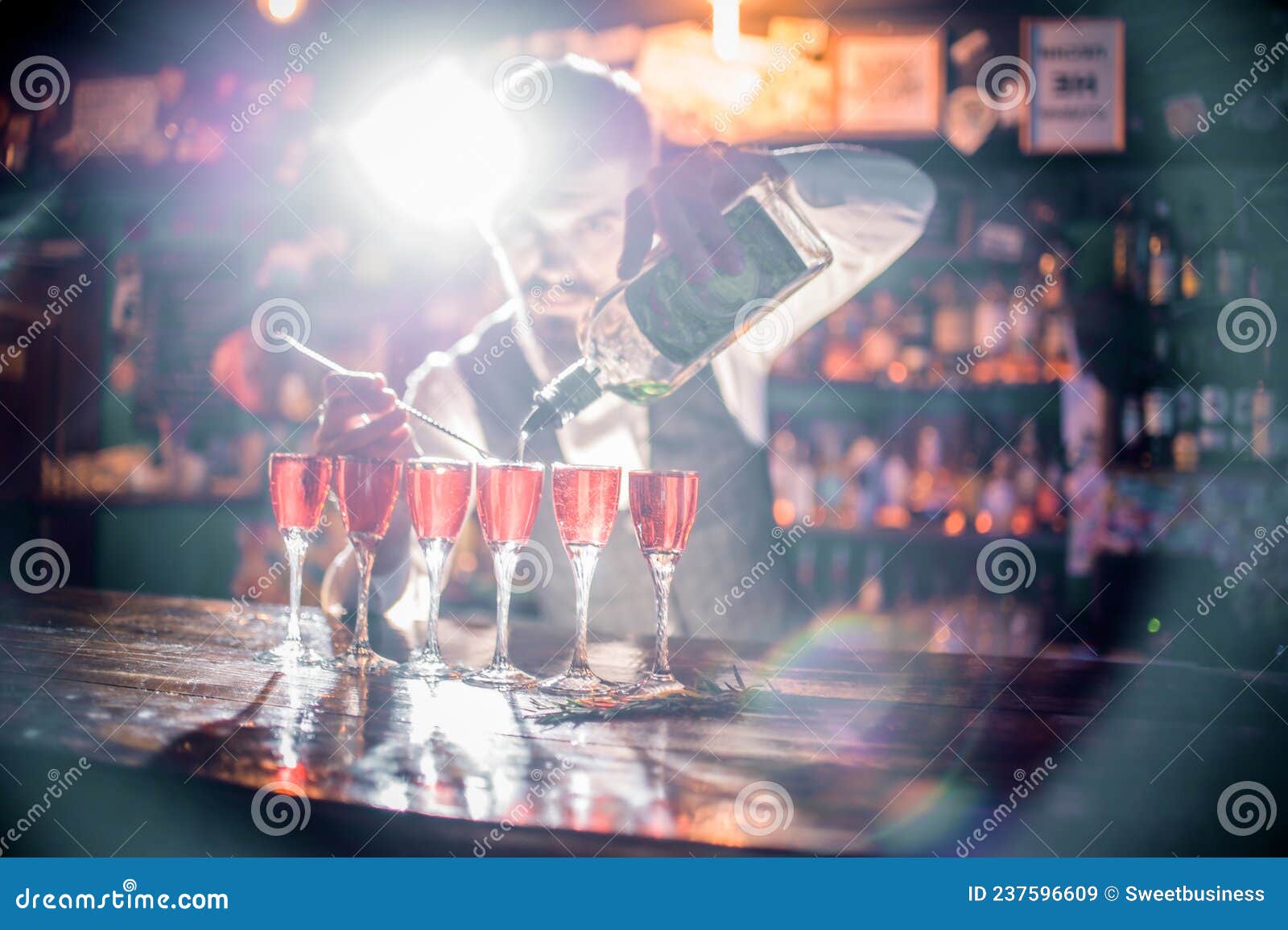 Bartender Creates a Cocktail at the Saloon Stock Image - Image of ...