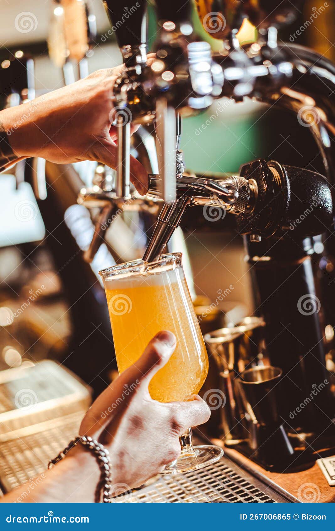 Bartender Filling Beer from Tap at Bar Stock Image - Image of alcohol ...
