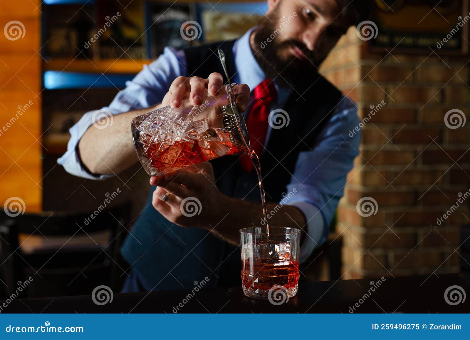Bartender Guy Working Prepare Cocktail Skills Stock Image - Image of ...