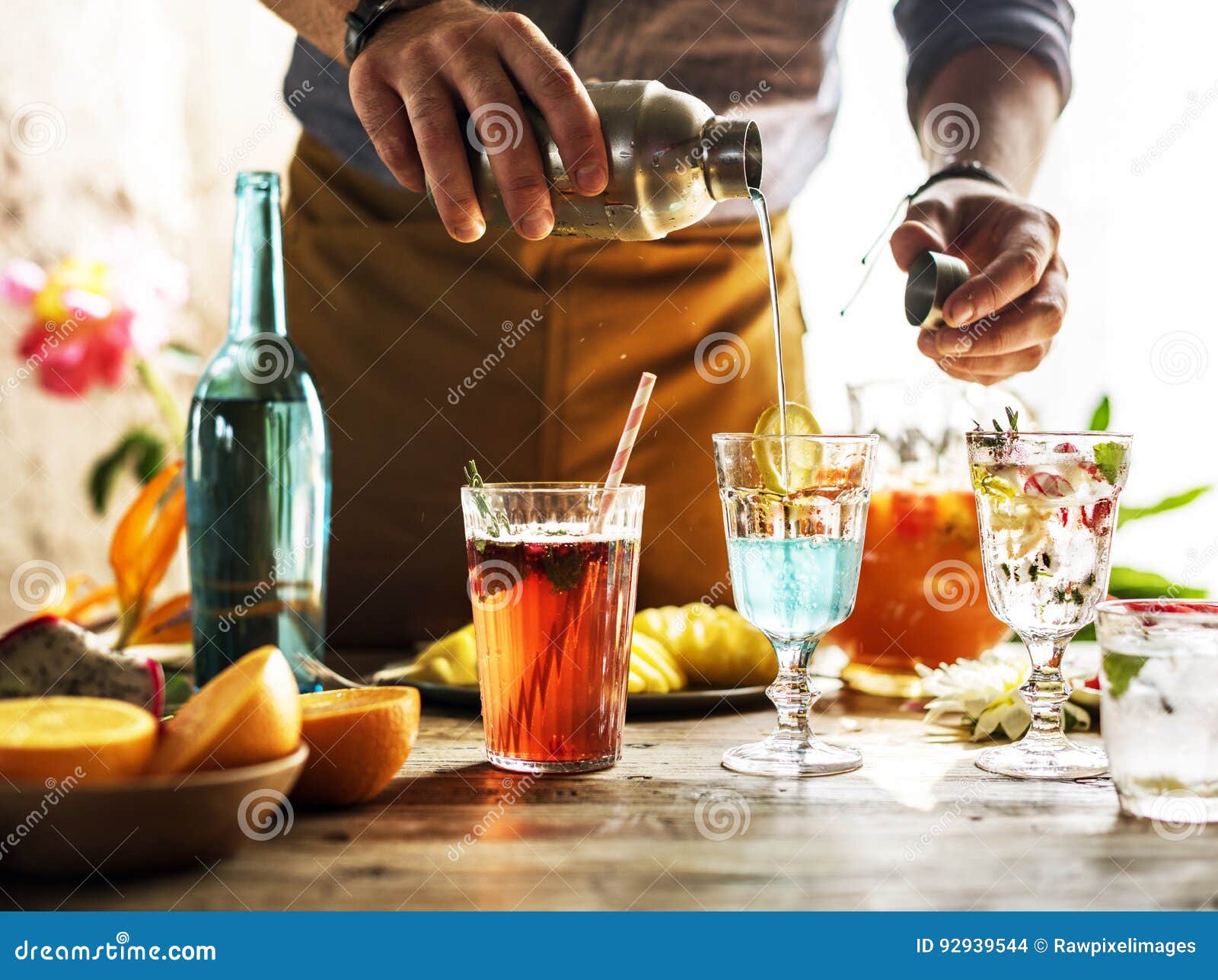 Bartender Guy Working Prepare Cocktail Skills Stock Photo - Image of ...